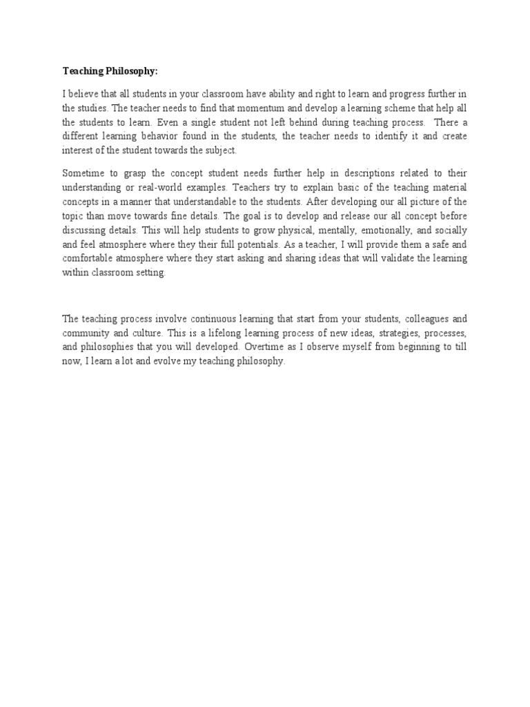 Teaching Philosophy Pdf