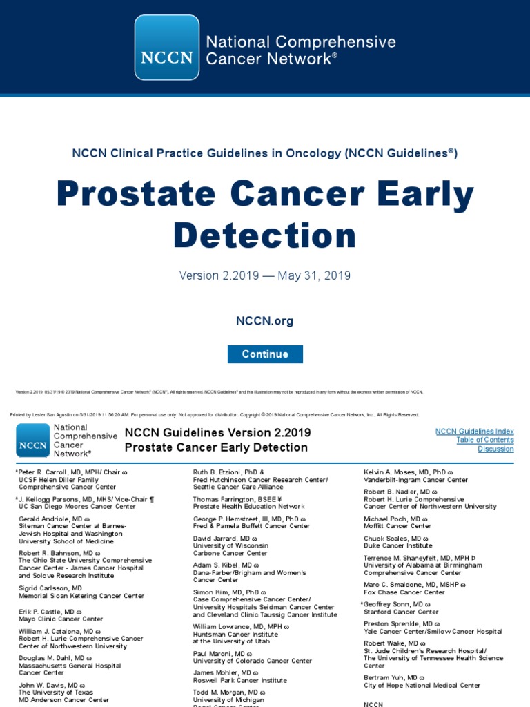 Nccn Prostate Early Detection Ver22019 053119 Pdf Prostate Specific Antigen
