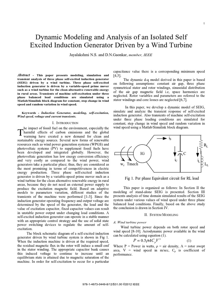 Dynamic Analysis of A Grid-Connected Induction Generator Driven by A ...