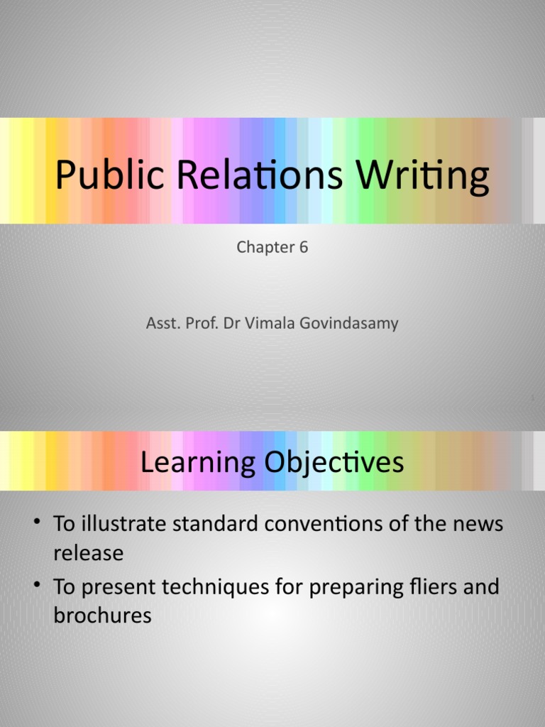 Chapter 6 - PR Writing | PDF | News | Press Release