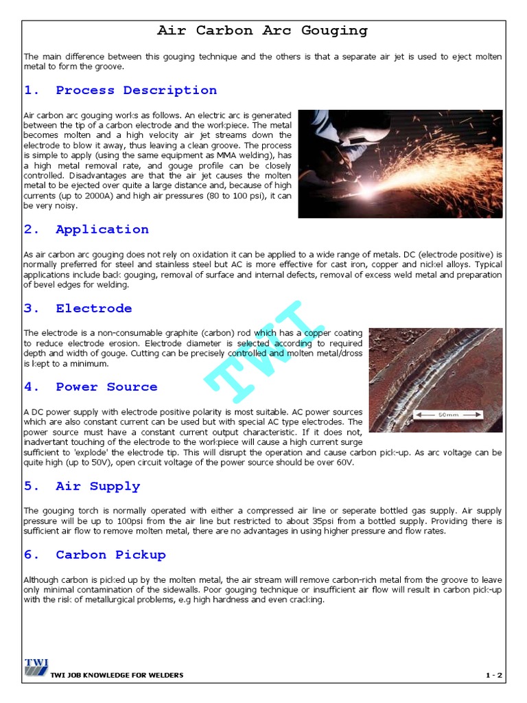 Air Carbon Arc Gouging | PDF | Construction | Welding