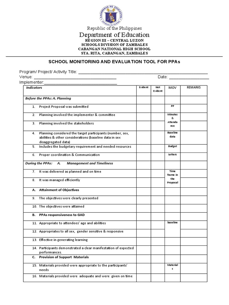 Monitoring & Evaluation Tool KRA 3 Objective 11 | PDF