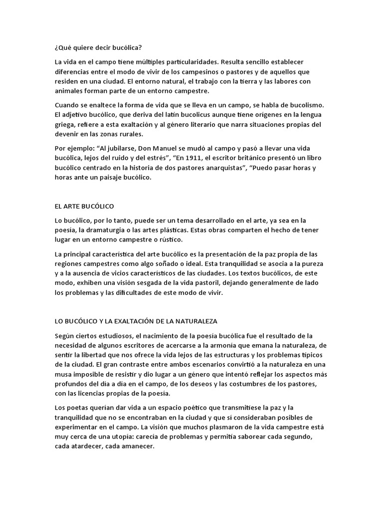 Significado y características de lo bucólico | PDF | Virgilio | Poesía