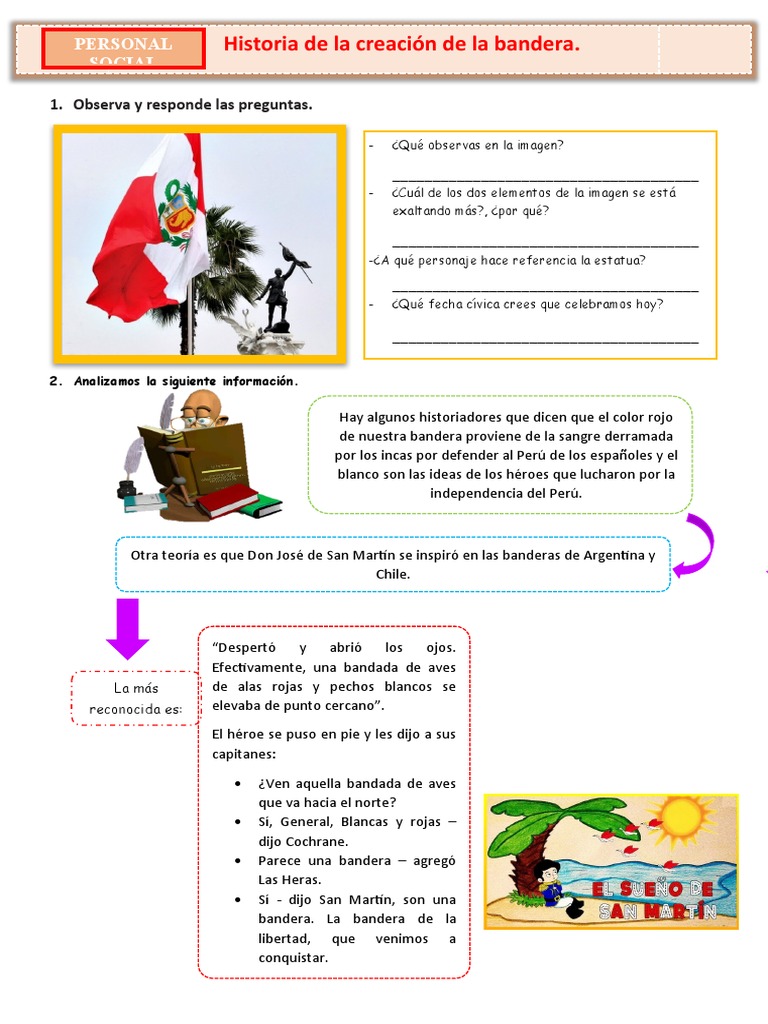 D3 A3 FICHA PS. Historia de La Creación de La Bandera. | PDF | América del Sur | Los símbolos