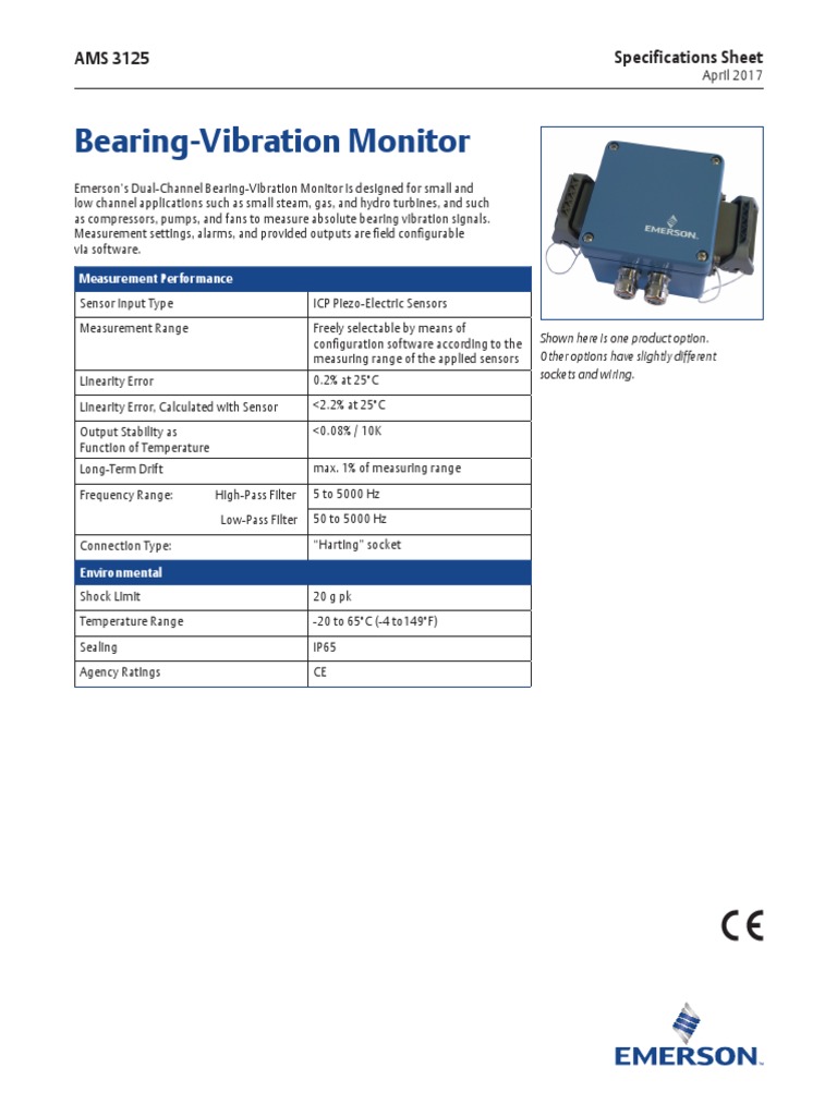 AMS 3125 Vibration Monitor Specs | PDF | Sensor | Energy Technology
