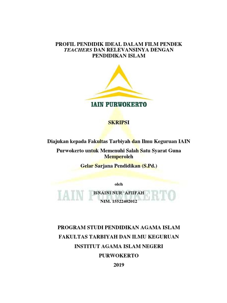 Isnaini Nur 'Afifah - Profil Pendidik Ideal Dalam Film Pendek Teachers Dan Relevansinya Dengan ...