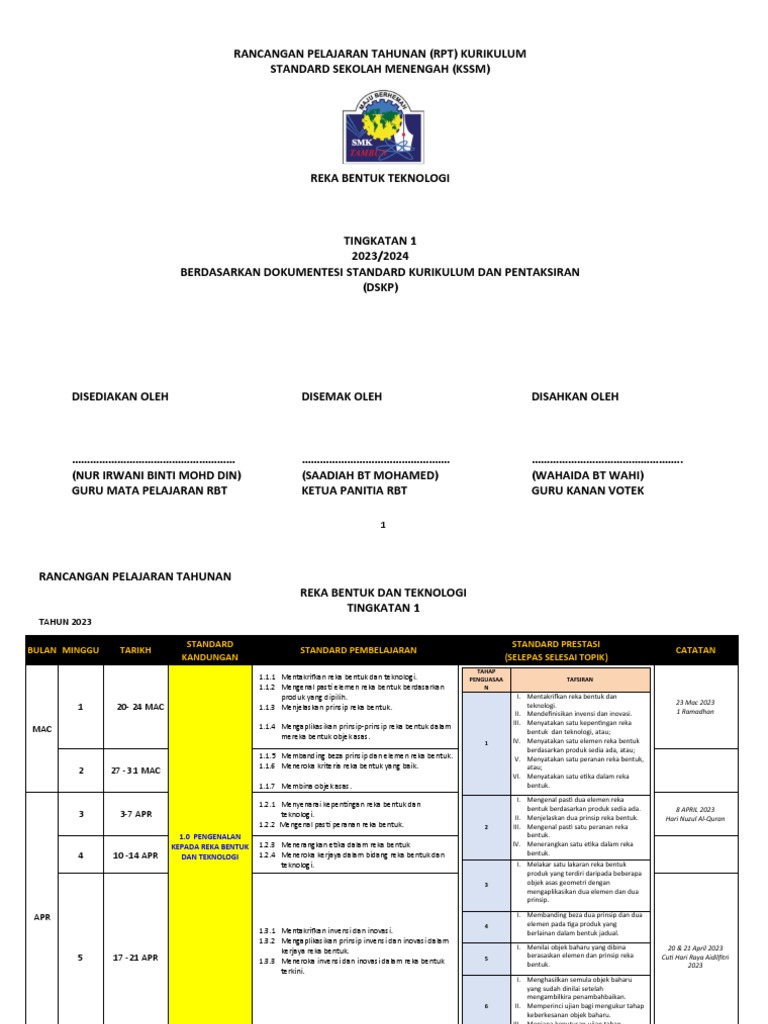 RPT-RBT T1 2023.2024 | PDF