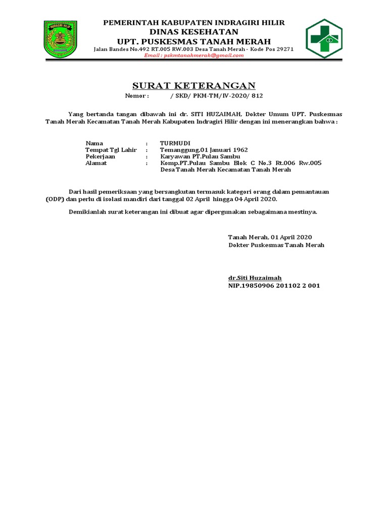 Surat Keterangan Odp | PDF