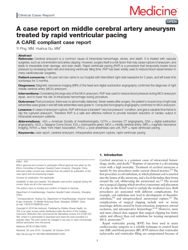 A Case Report On Middle Cerebral Artery Aneurysm.44 | PDF | Magnetic ...