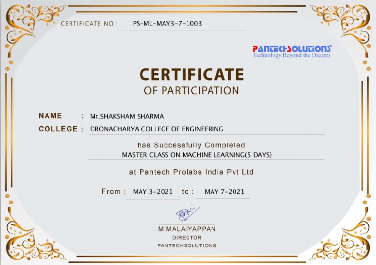 Machine Learning Certi. | PDF