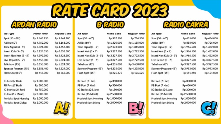 Rate Card 2023 | PDF