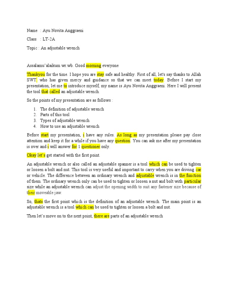 LT2A - 06 - Ayu Novita Anggraeni - English Script | PDF | Nut (Hardware ...