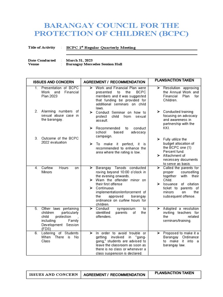 2022-Bcpc-Minutes-Format Quarterly and Special | PDF