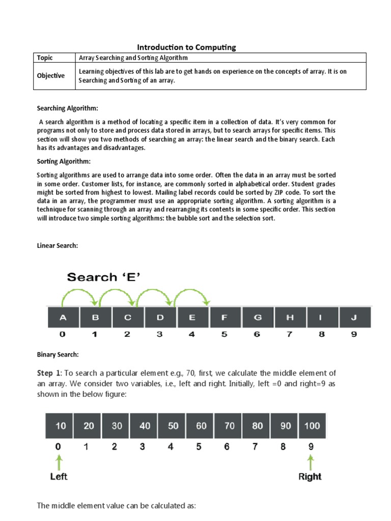 9 Int Array Searching Sorting Pdf Algorithms Data