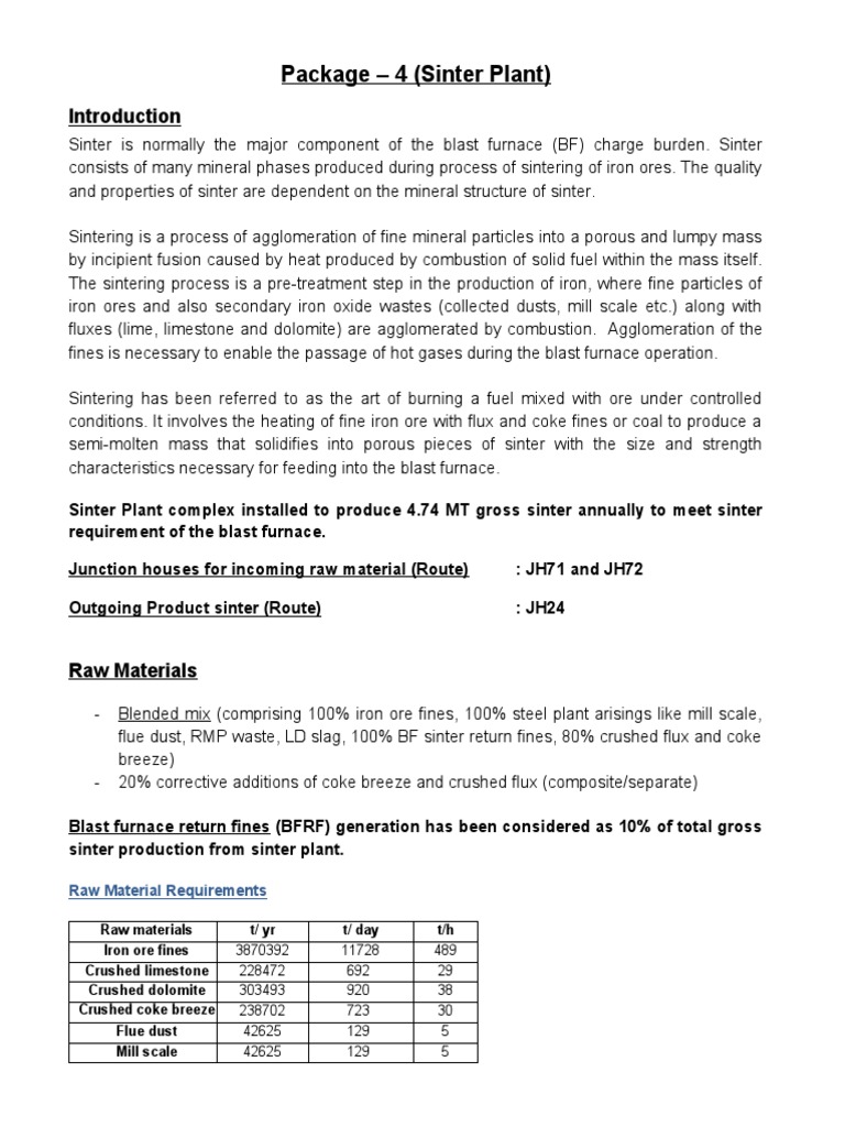Sinter Plant | PDF | Blast Furnace | Iron Ore