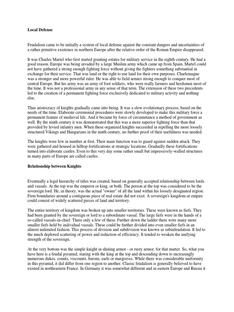 Text: Feudalism Overview | PDF