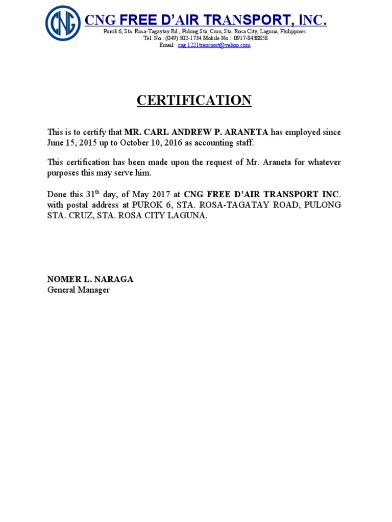 OJT Certificate | PDF