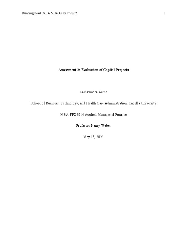 MBA5014 Assessment2-1 | Download Free PDF | Net Present Value | Capital Budgeting
