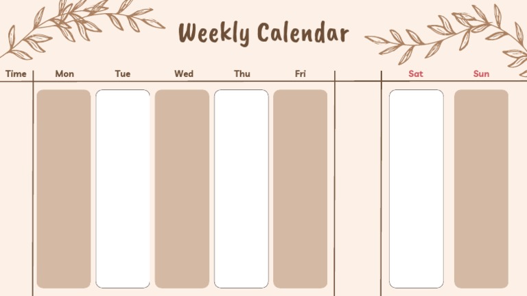 Beige Aesthetic Weekly Calendar | PDF