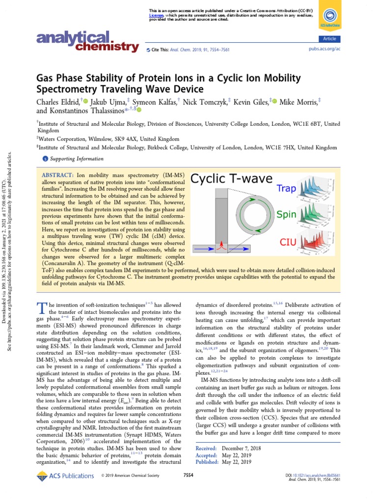 Protein Ion Stability in Cyclic IM-MS | PDF | Electrospray Ionization ...