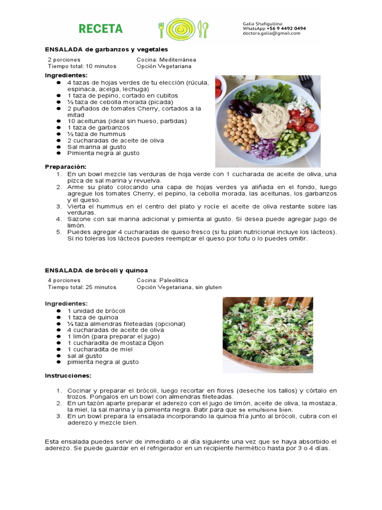 Recetario Ensaladas | Descargar gratis PDF | ensalada | Alimentos