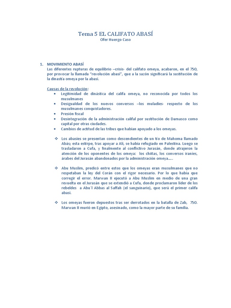 Tema 5 El Califato Abasí | PDF