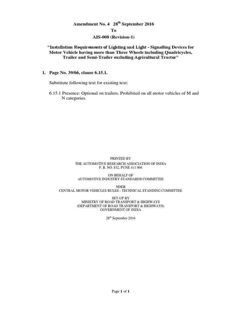 AIS-008-Installation of Lighting and Signalling | PDF | Lighting | Headlamp