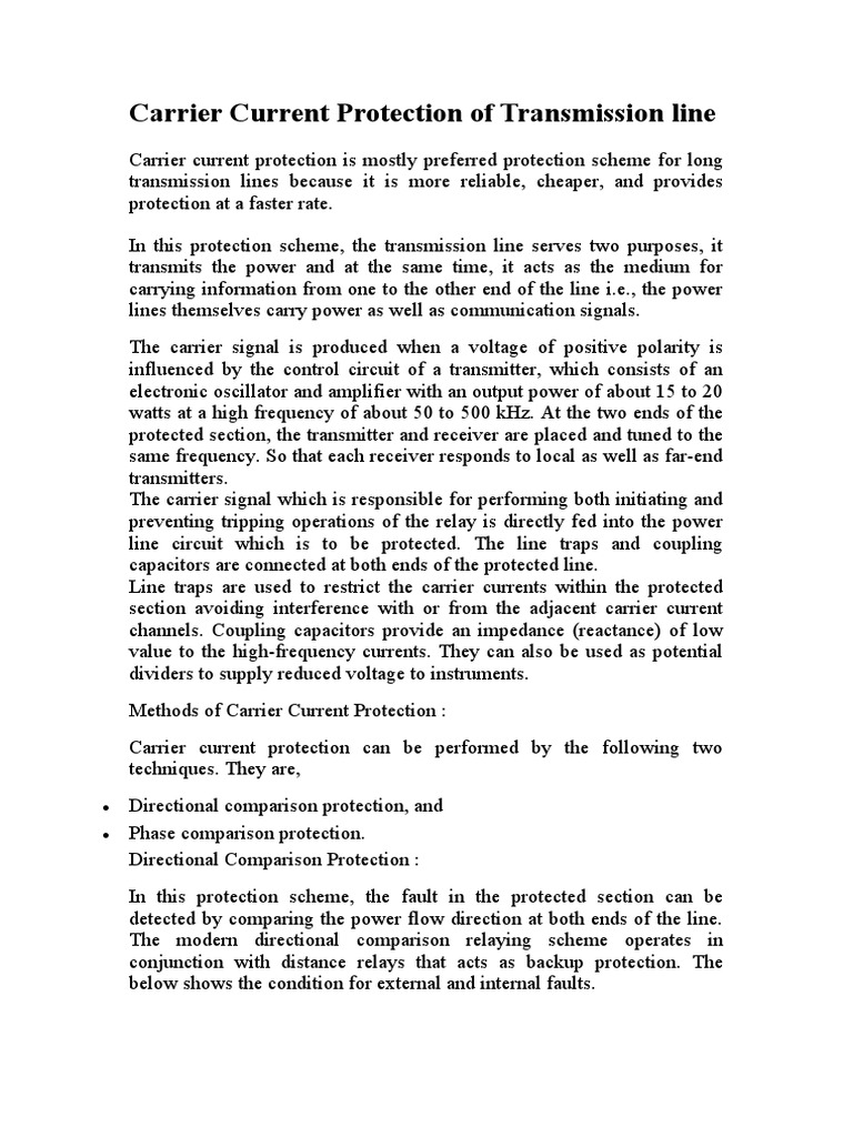 Carrier Current Protection | PDF | Electric Power Transmission ...