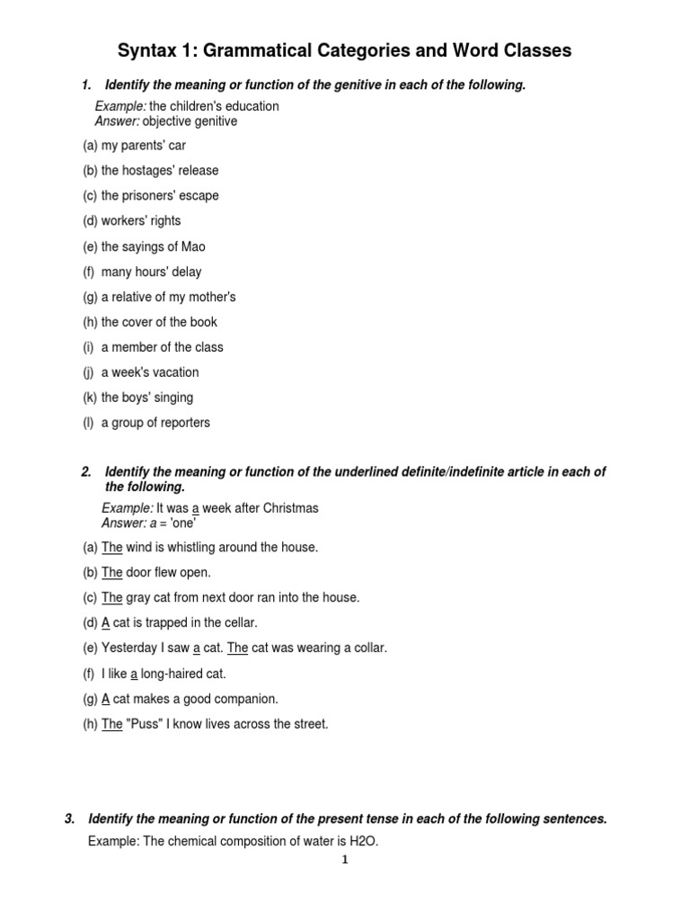 A10 - Syntax Grammatical Categories | PDF | Syntax | Morphology