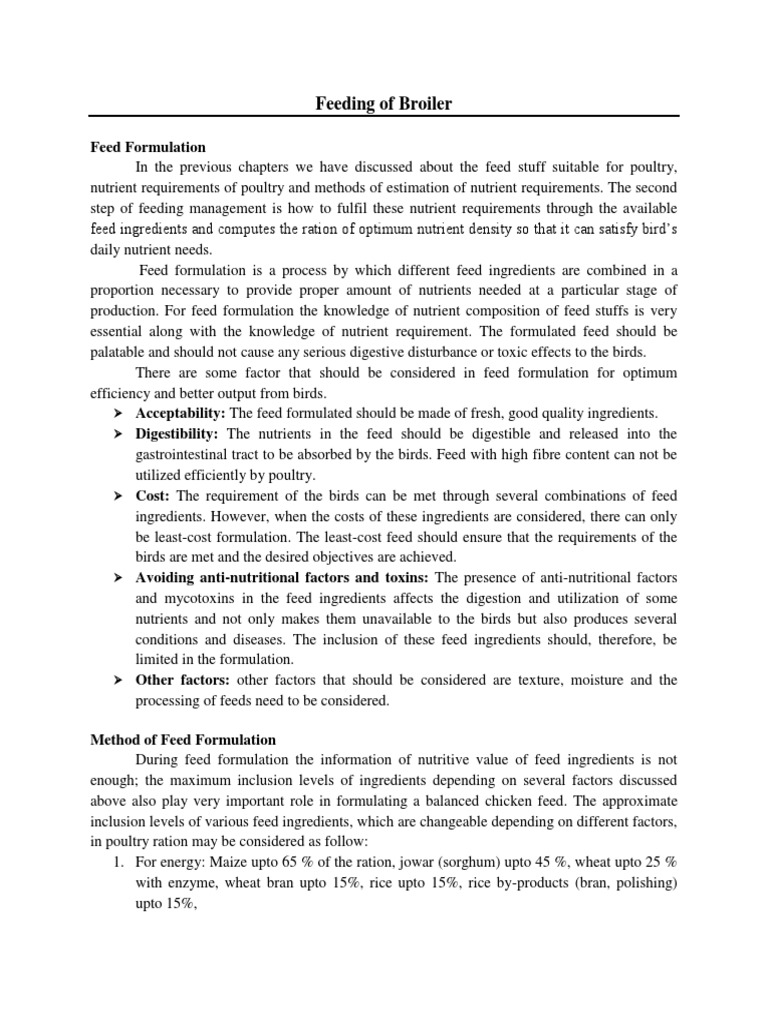Feeding Management Broiler | PDF | Fat | Nutrients