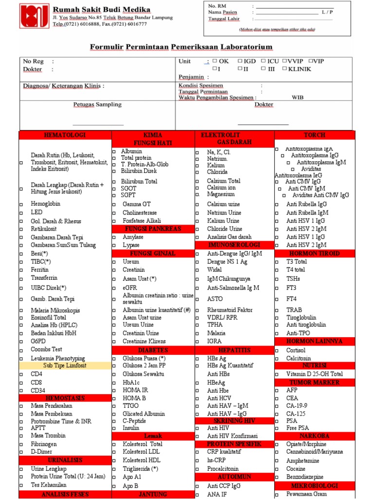 Form Lab RSBM New | PDF | Immunology | Clinical Medicine