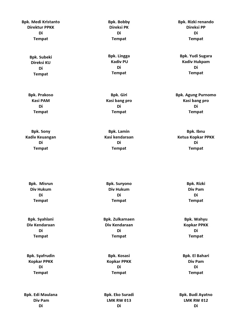 Lebel Undangan Pa Ace 103 | PDF