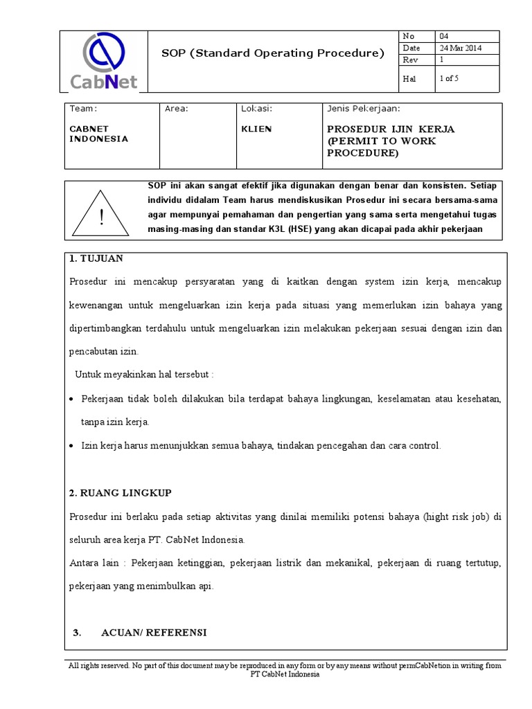 04-Prosedur Izin Kerja | PDF
