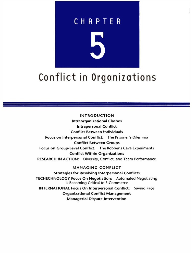 Ob Textbook - Chapter 5 - Ob - Conflict in Organizations | PDF | Negotiation | Choice