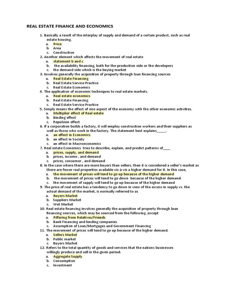 Real Estate Financing and Economic Impact | PDF | Demand | Supply ...