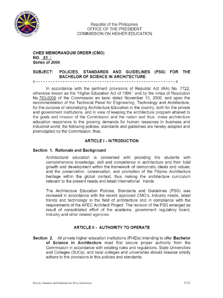 CHED CMO 61 s.2006 | PDF