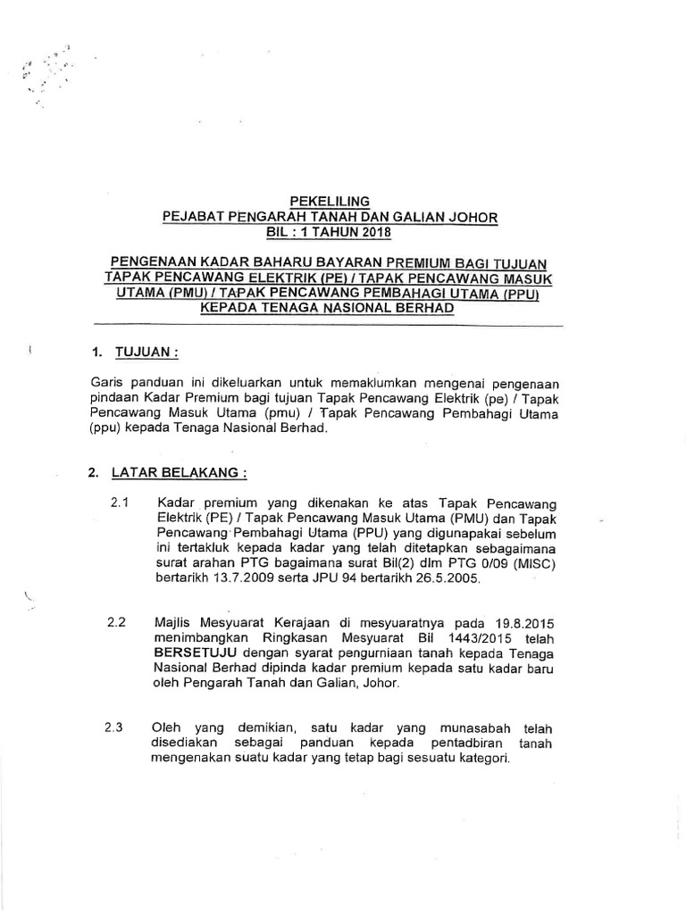 Pekeliling Kadar Premium Rizab TNB | PDF