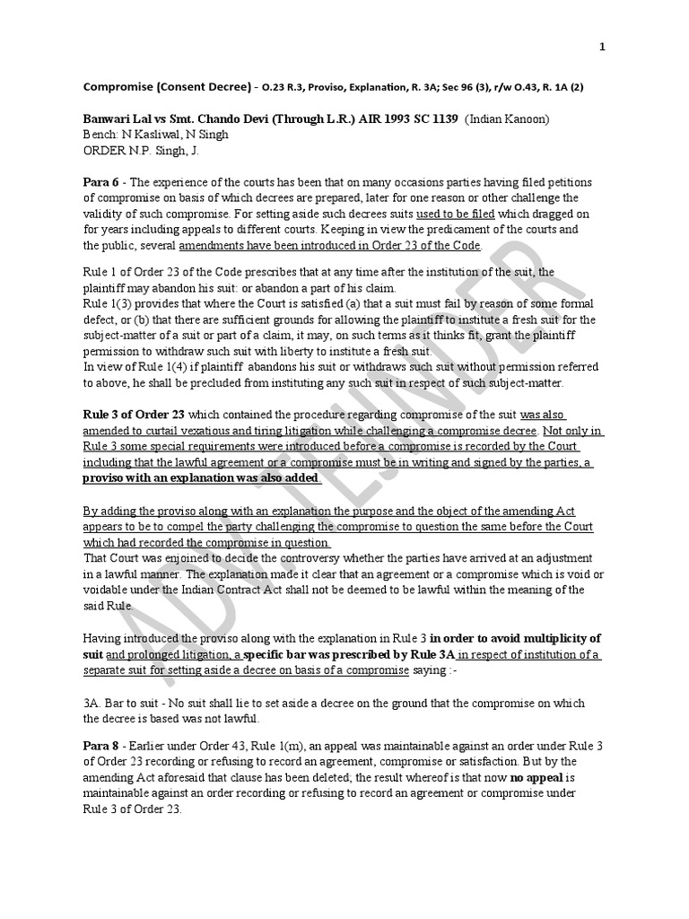 Banwari Lal Vs Smt. Chando Devi (Through L.R.) AIR 1993 SC 1139 | PDF | Lawsuit | Appeal