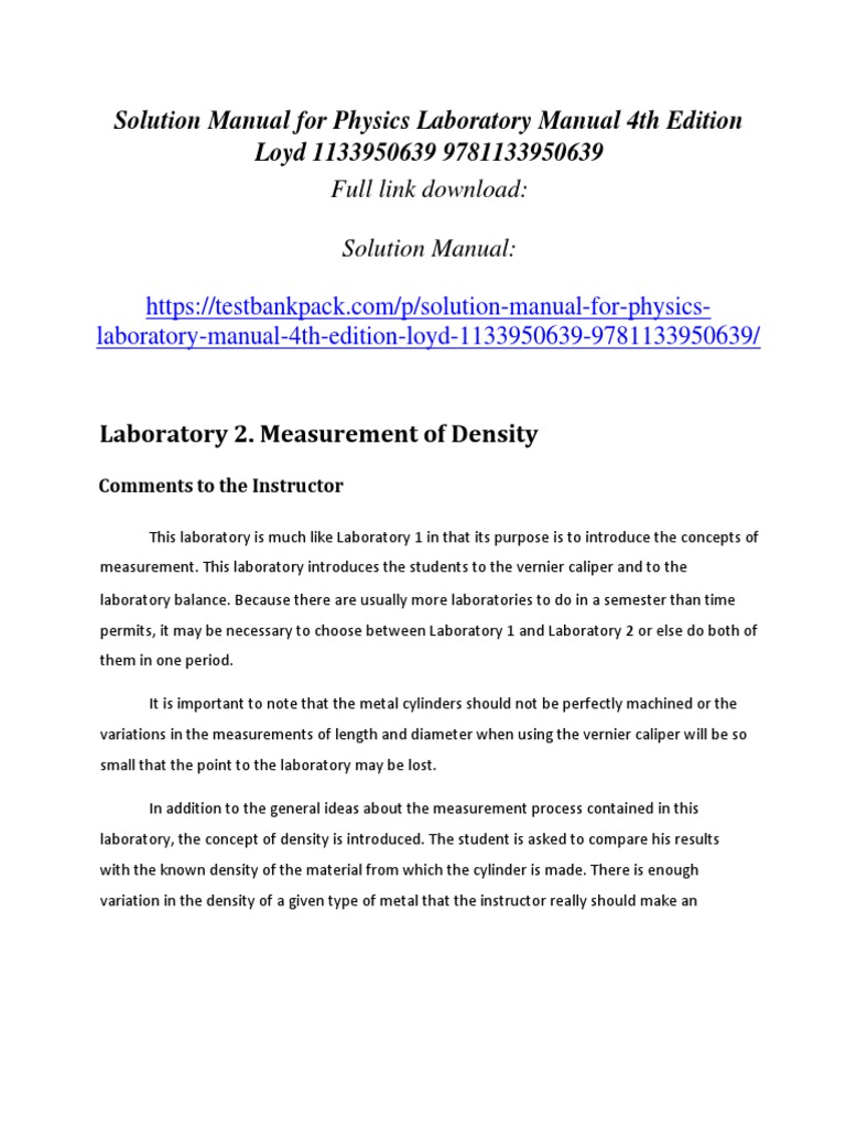 Physics Lab Manual Solutions Guide | PDF | Significant Figures | Density