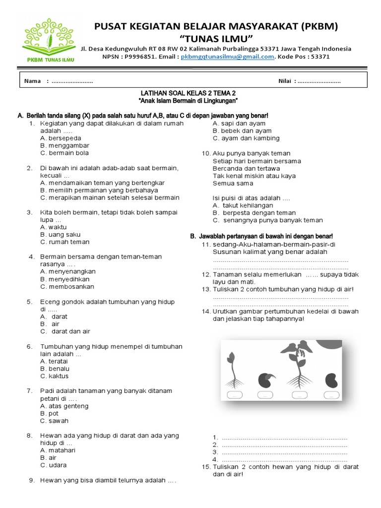 Latihan Soal Kelas 2 Tema 2 PKBM | PDF | Olahraga & Rekreasi | Game & Aktivitas