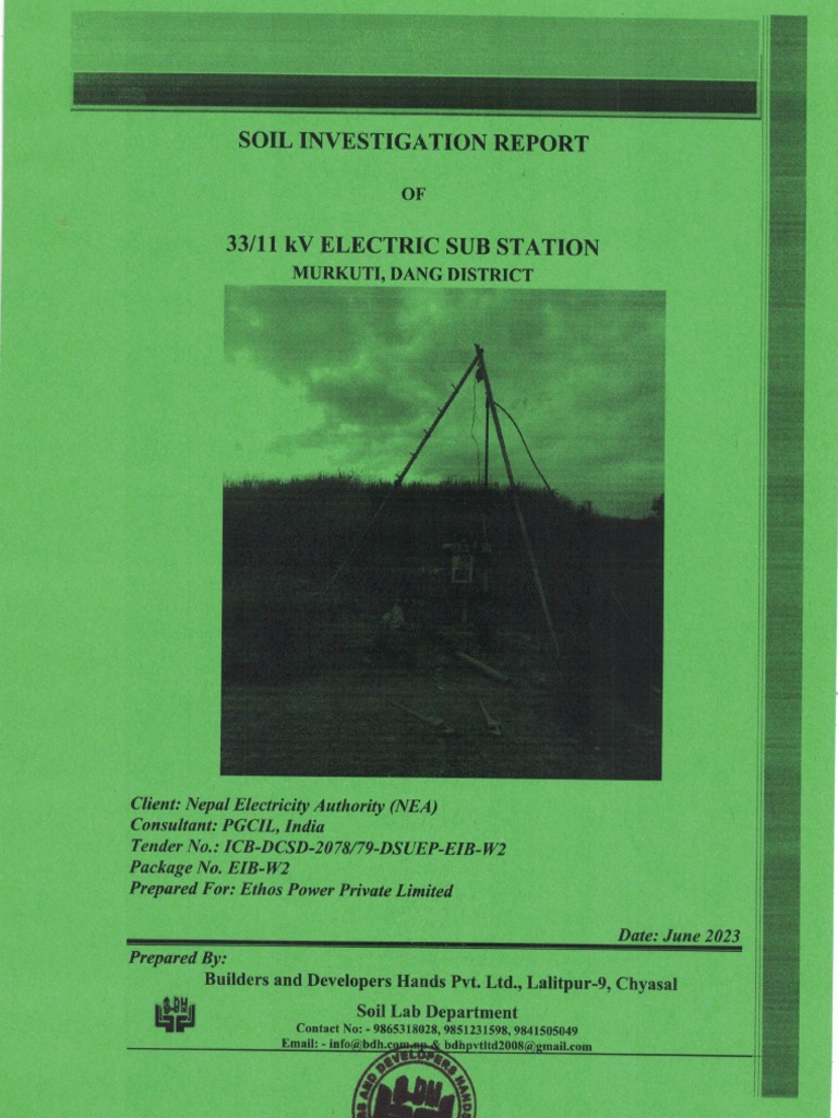 Geotechnical Investigation (Soil) Report - Murkuti SS, Dang | PDF