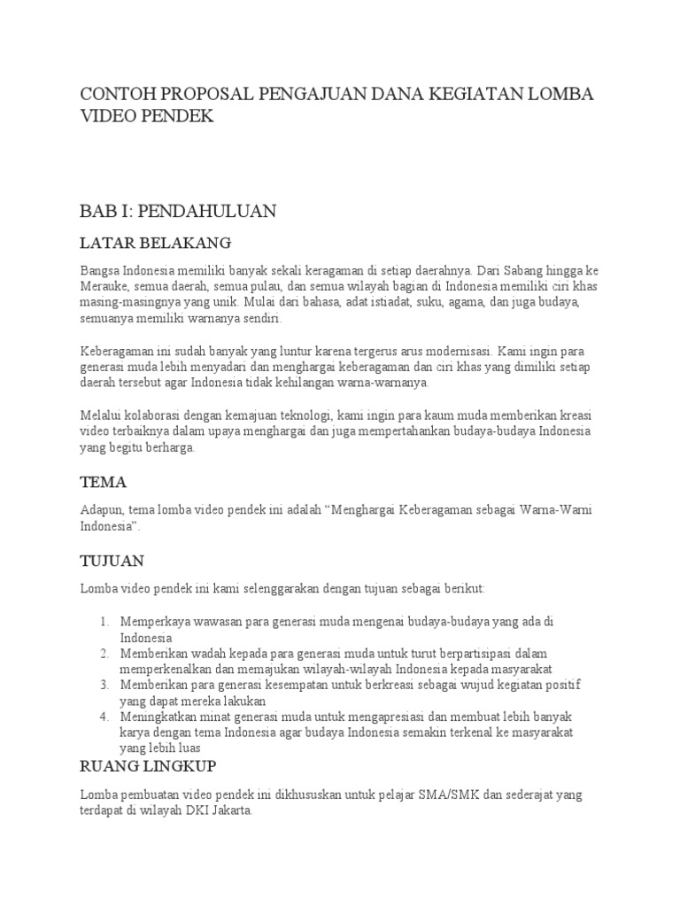 Contoh Proposal Lomba | PDF | Bisnis