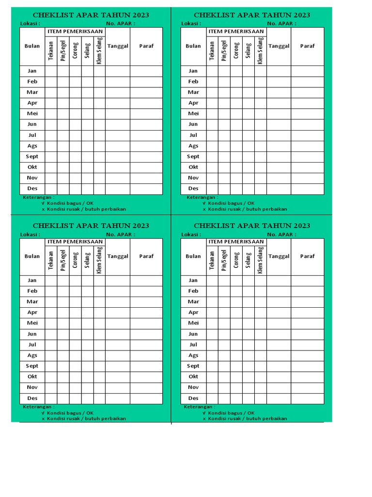 Ceklist APAR 2021 | PDF