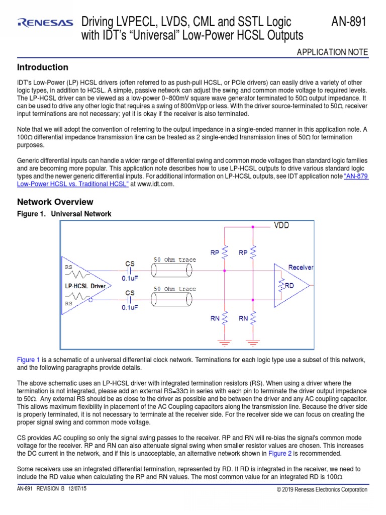 Driving LVPECL, LVDS, CML and SSTL Logic With IDT's "Universal" Low-Power HCSL Out | PDF ...