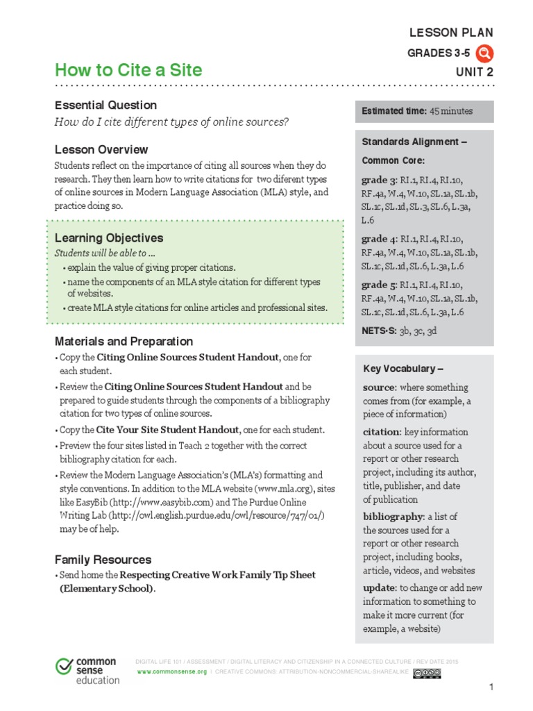 3 5 Unit2 Howtociteasite | PDF | Citation | World Wide Web