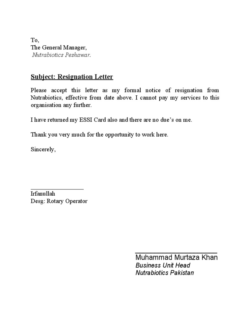 Resegnation Letter Format | PDF