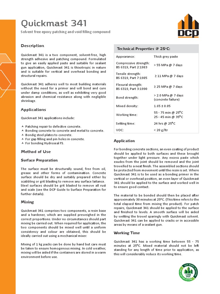 Quickmast 341 | PDF | Concrete | Epoxy