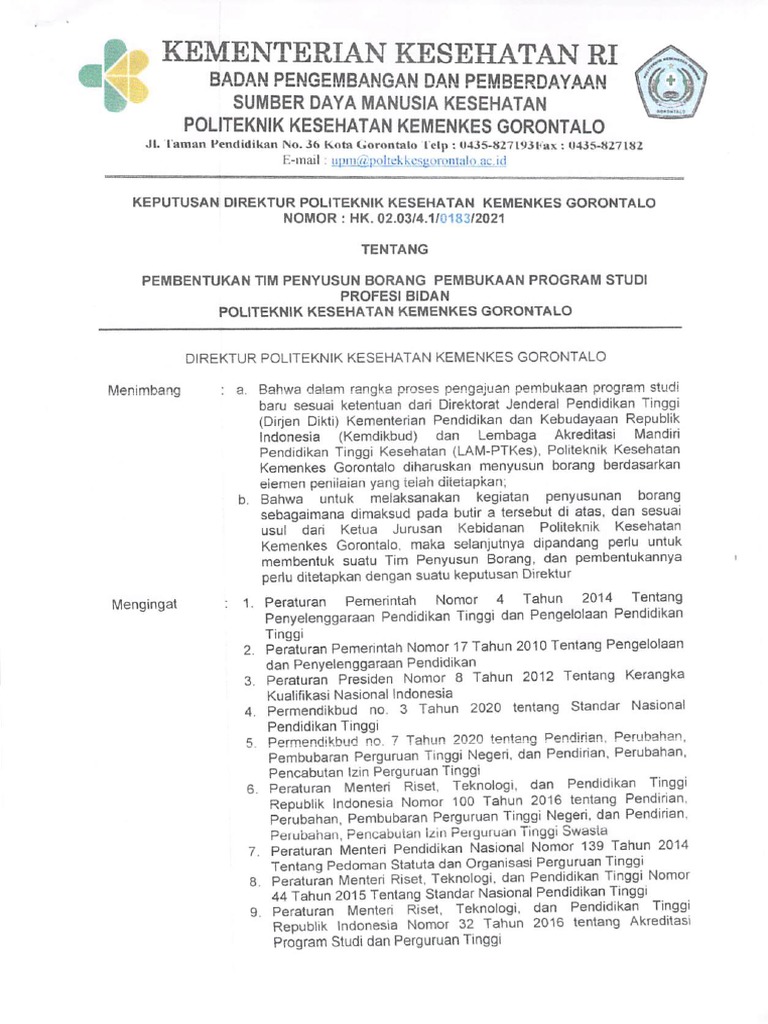 PEMBENTUKAN TIM PENYUSUN BORANG PEMBUKAAN PRODI PROFESI | PDF
