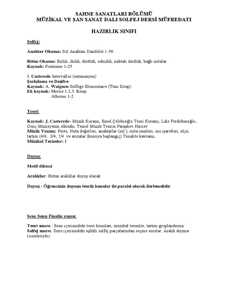 Müzi̇kal Ve Şan Solfej | PDF