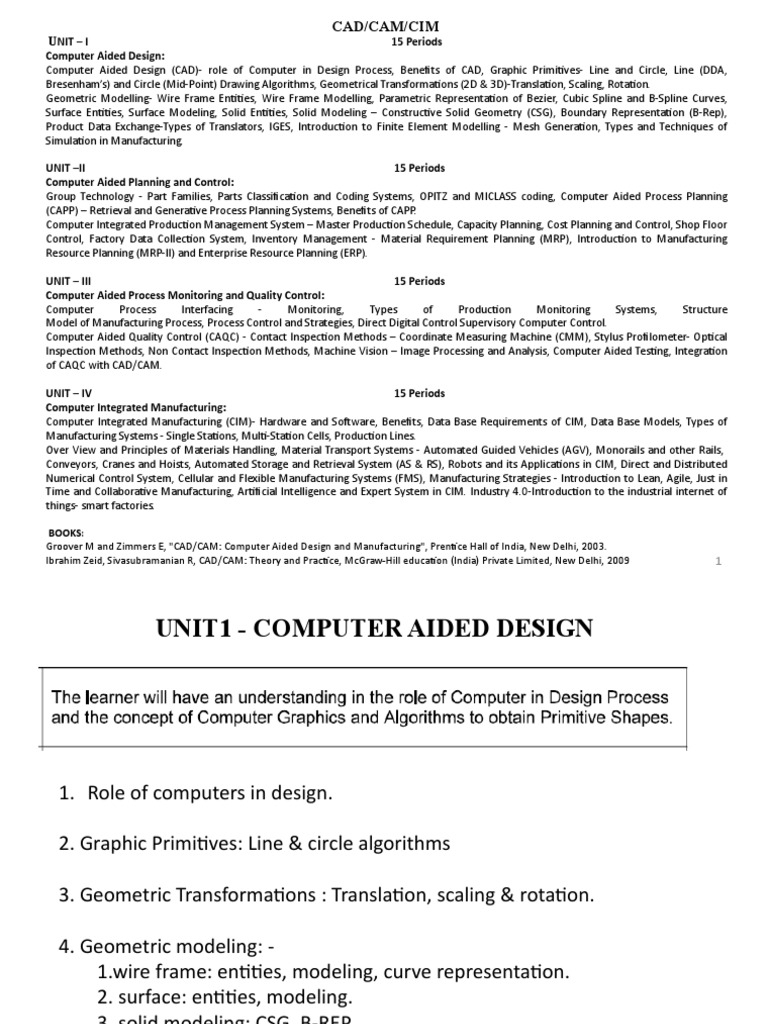 Unit-1 2019 | PDF | Computer Aided Design | 3 D Modeling